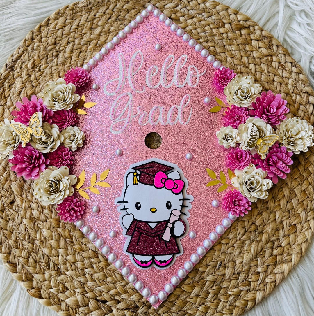 Hello Kitty Inspired Graduation Cap Topper, Custom 2025 Topper, 2025 ...