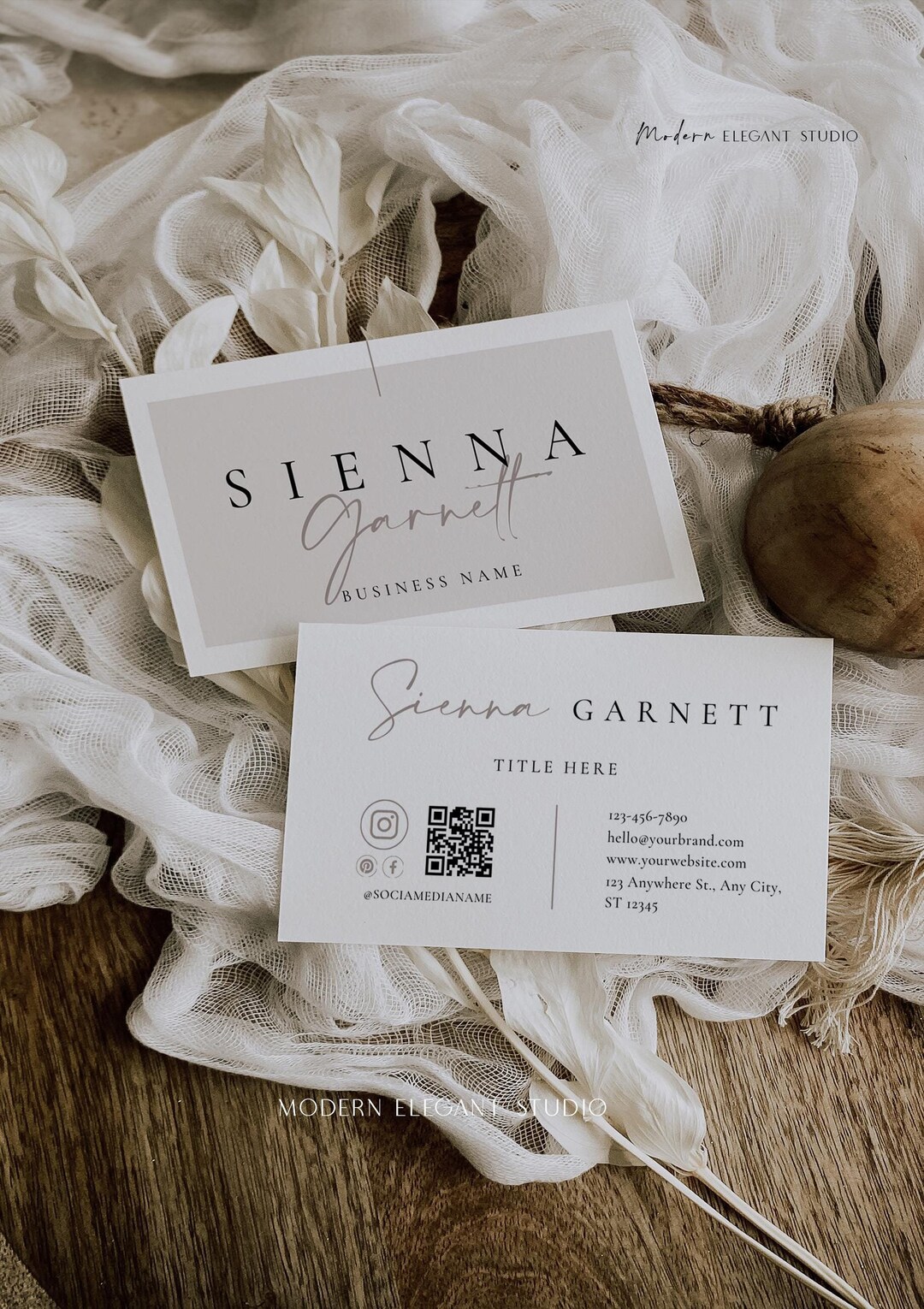 Editable Business Card Template, DIY Canva Business Card, Modern ...