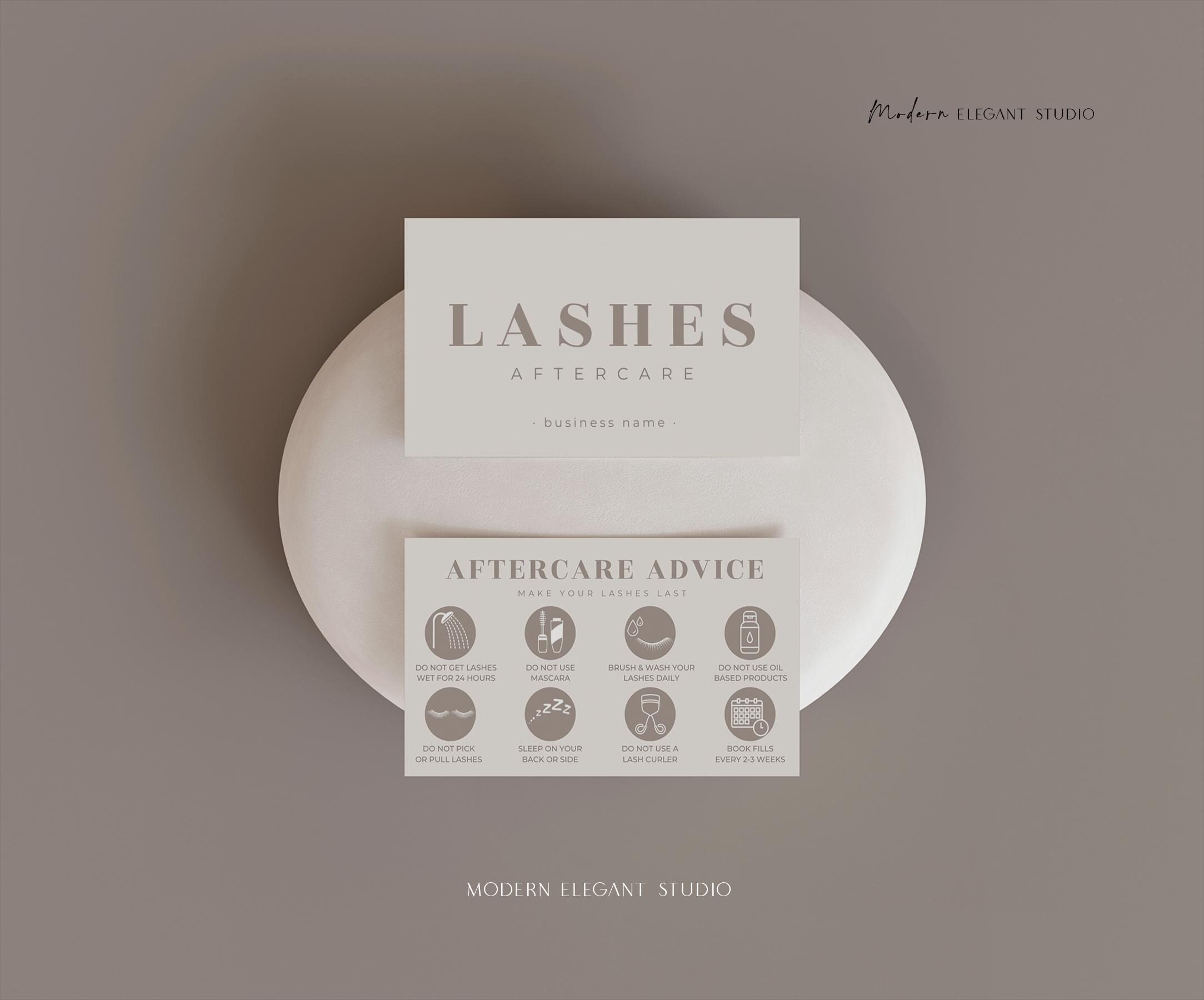 Editable Lash Aftercare Card Template, Custom Lash Care, Lash Lift and ...