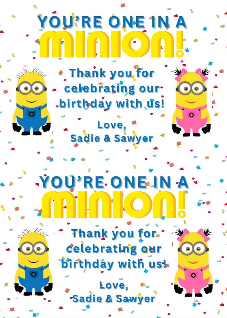 Minion Thank You Cards - Etsy