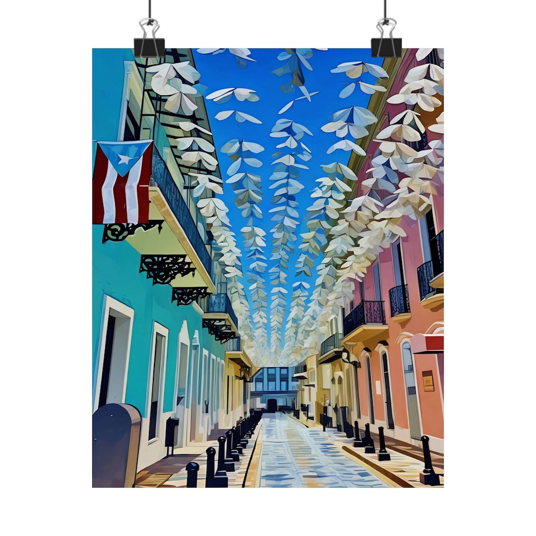 Old San Juan Poster: Vibrant Puerto Rico Travel Print, Calle De La ...