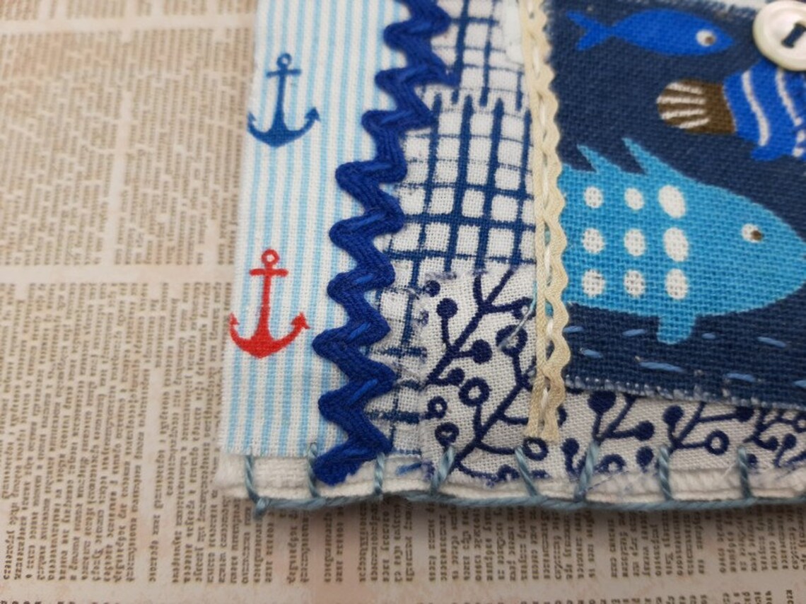 Blue Patchwork Needle Book and Marine and Fish Pattern, Needle Case ...