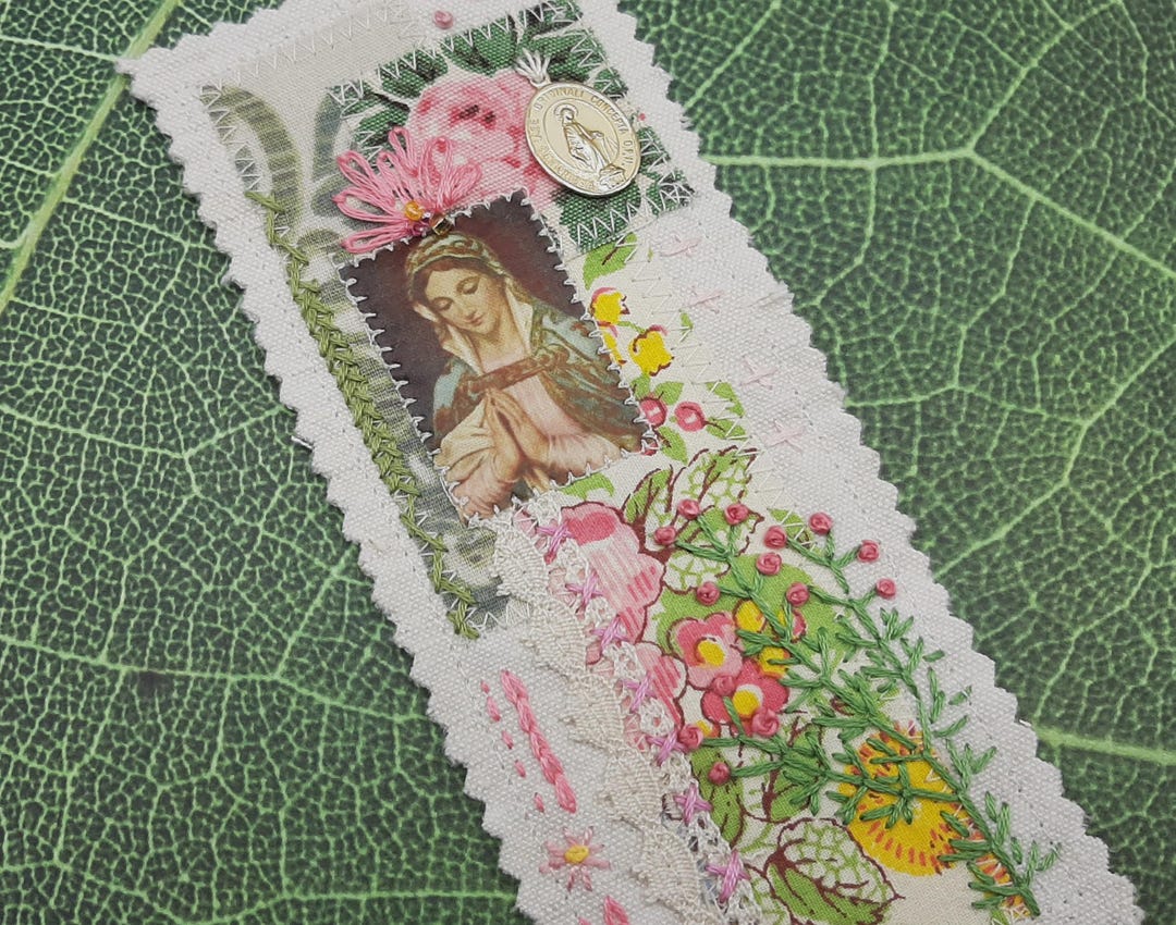 Virgin Mary Patchwork Bookmarks, Hand Embroidered - Etsy