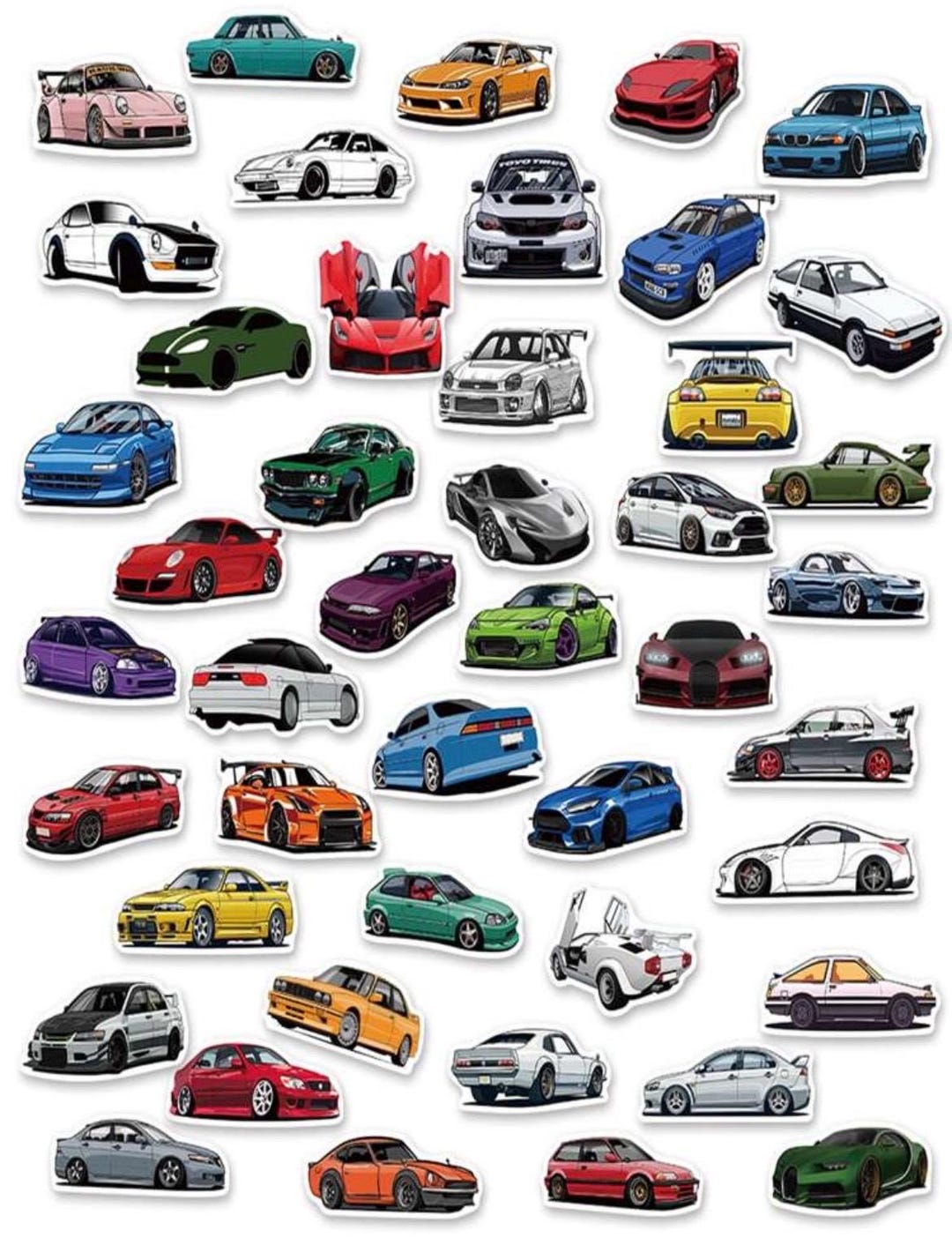 50 Pcs "i Love Cars" Stickers for Laptop Water Bottle Books Endless ...