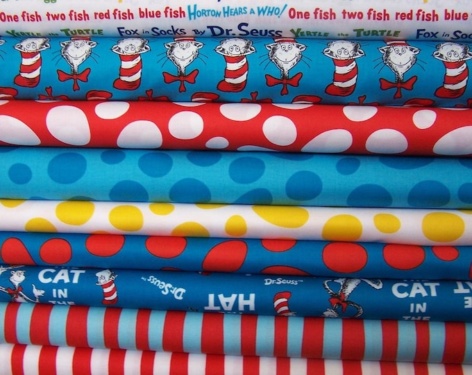 New Dr. Seuss, Cat in the Hat BUNDLE, Fat Quarter, 12 Total - Etsy