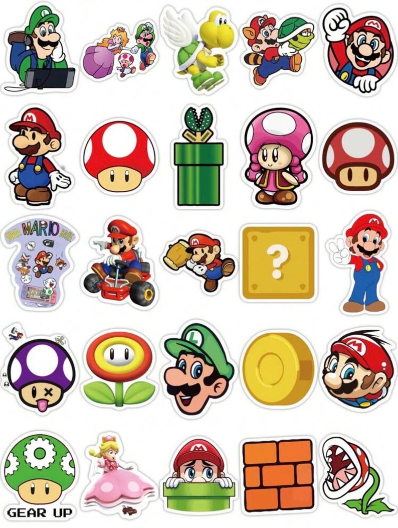 50 Pcs "mario + Friends" Stickers for Laptop Water Bottle Books Endless ...