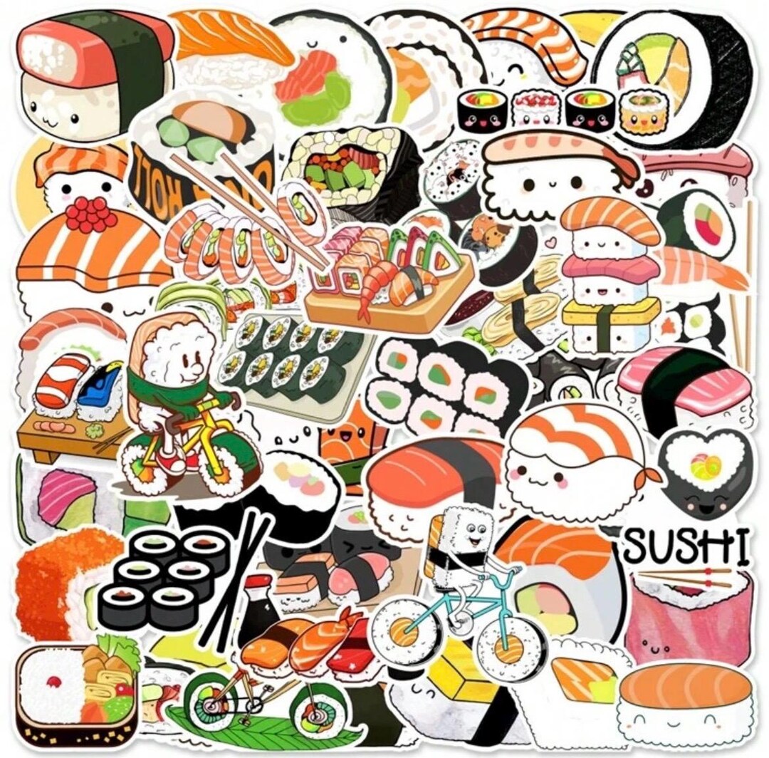 50 Pcs "i Love Sushi" Stickers for Laptop Water Bottle Books Endless ...