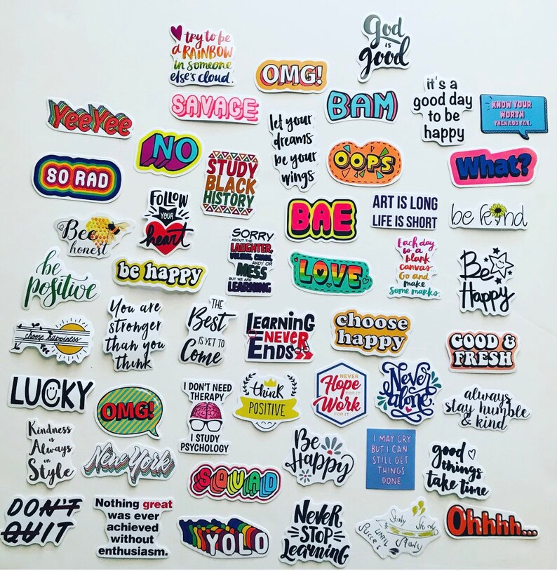 50 Pcs word Party Stickers for Laptop Water Bottle - Etsy