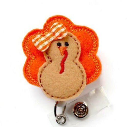 Turkey Badge Reel Thanksgiving Badge Clip Fall ID Holder - Etsy