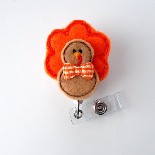 Turkey Badge Reel Thanksgiving Badge Clip Fall ID Holder - Etsy