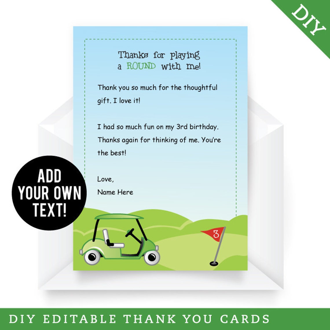 EDITABLE INSTANT DOWNLOAD Golf Thank You Cards Editable | Etsy