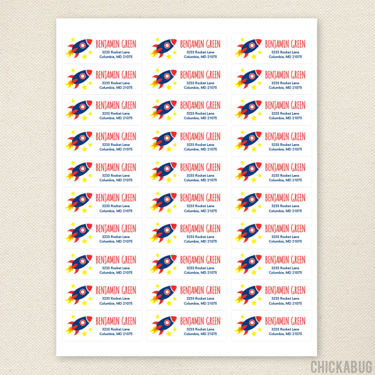 Rocket Address Labels / Outer Space Address Labels Set of 30 | Etsy