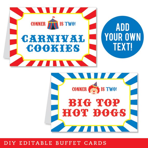 Carnival Party Printable Cards