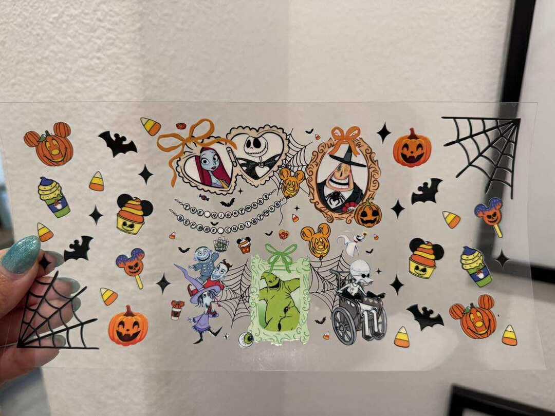 Theme Park Nightmare Before Fall Halloween UV DTF Wrap Transfer 16oz ...
