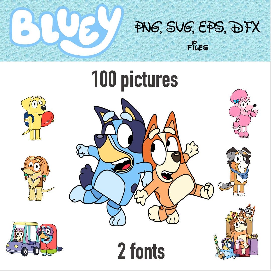 Bluey Designs Bundle | Bluey Characters for DIY Crafts, Party Decor ...