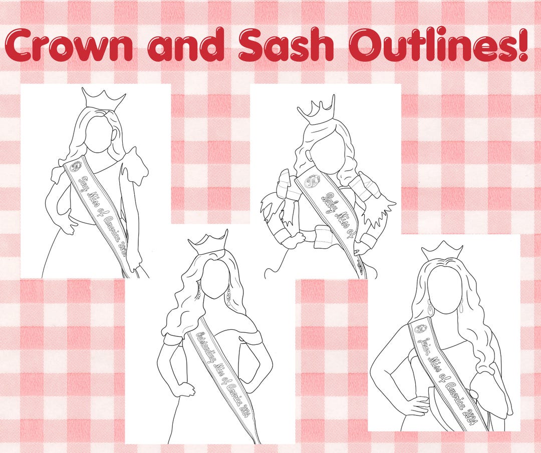 Custom Line Drawing of Crown and Sash Portraits! - Etsy