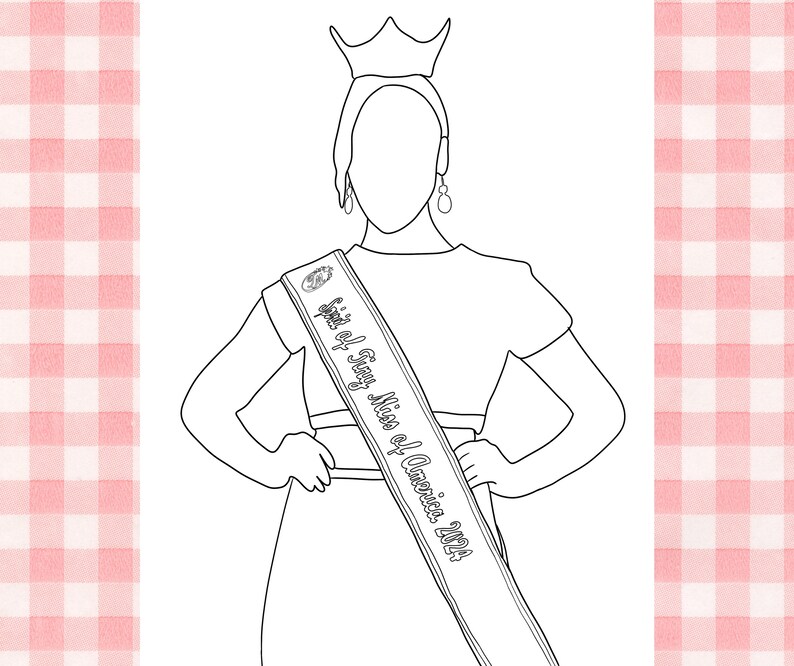 Custom Line Drawing of Crown and Sash Portraits! - Etsy