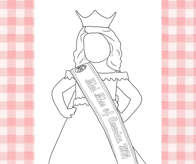 Custom Line Drawing of Crown and Sash Portraits! - Etsy