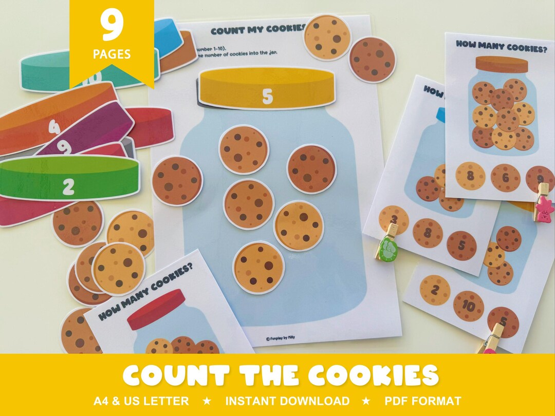 Printable Cookies Counting Game, Learn Counting, Learn Numbers, Number ...