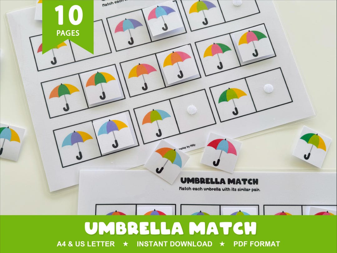 Umbrella Matching Activity, Matching Activity for Kids, Montessori ...
