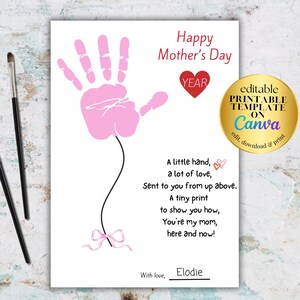 EDITABLE Handprint Mother's Day Art Craft | DIY Kids Fun Mother's Day ...