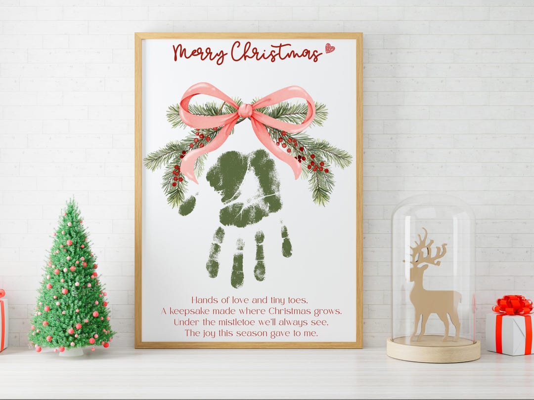 Mistletoe Christmas Handprint Craft, Christmas Handprint Art, My First ...