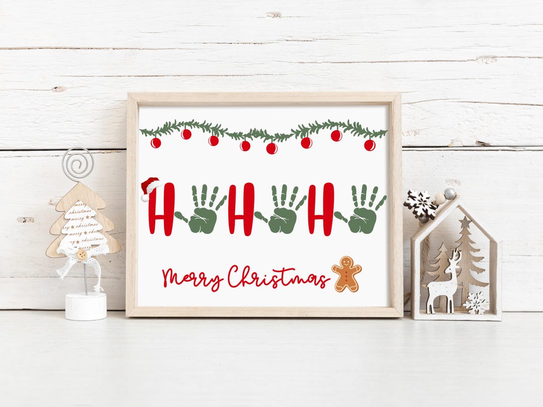 Ho Ho Ho Merry Christmas Handprint Craft, My First Christmas, Preschool ...