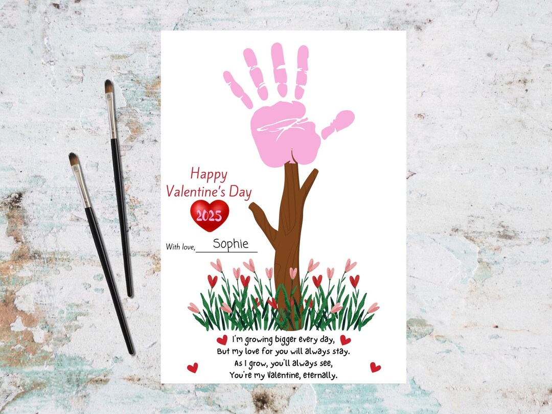 Handprint Valentine Art Craft for Kids DIY Kids Fun Valentines Day ...