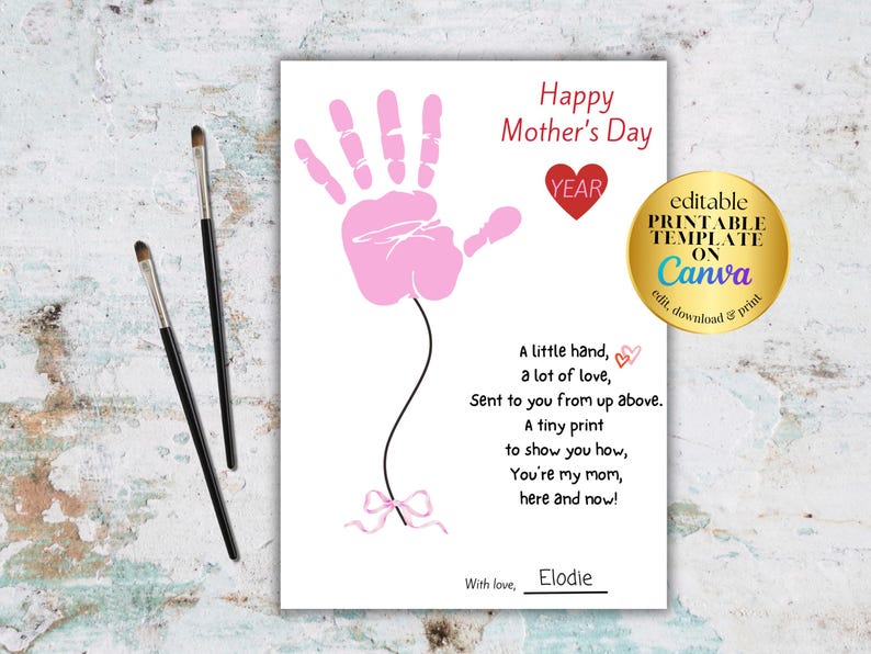 EDITABLE Handprint Mother's Day Art Craft | DIY Kids Fun Mother's Day ...
