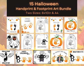 Halloween Handprint Art Bundle, Printable Handprint Crafts, Ghost ...
