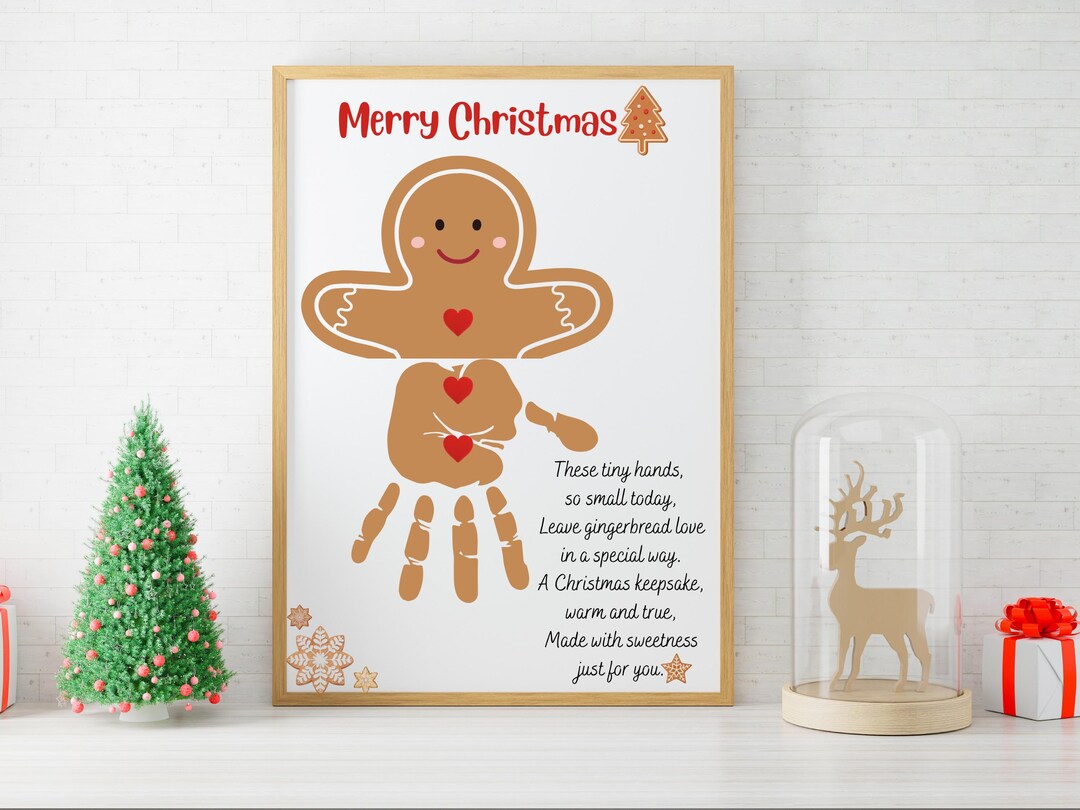Gingerbread Christmas Handprint Craft, First Christmas, Preschool ...