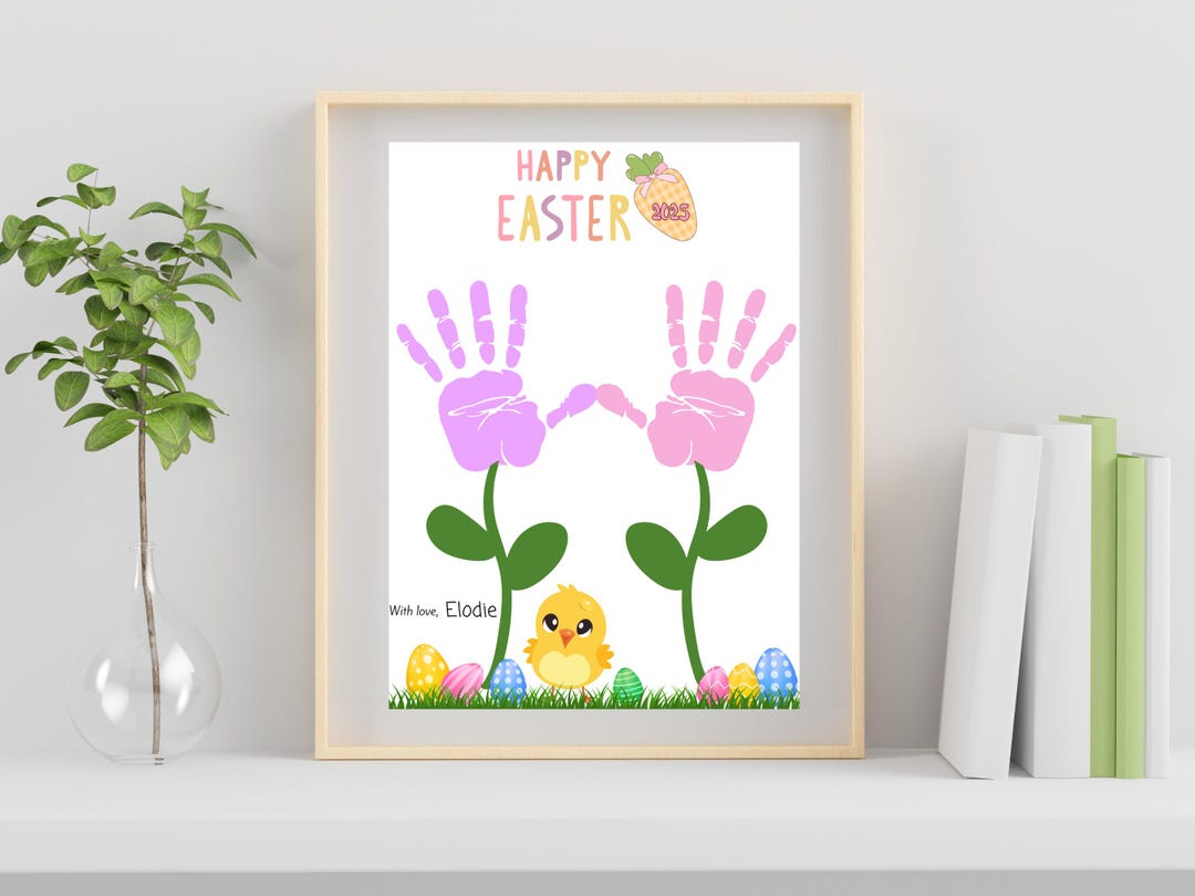 Easter Handprint Art, Printable Handprint Easter DIY Craft, Baby ...