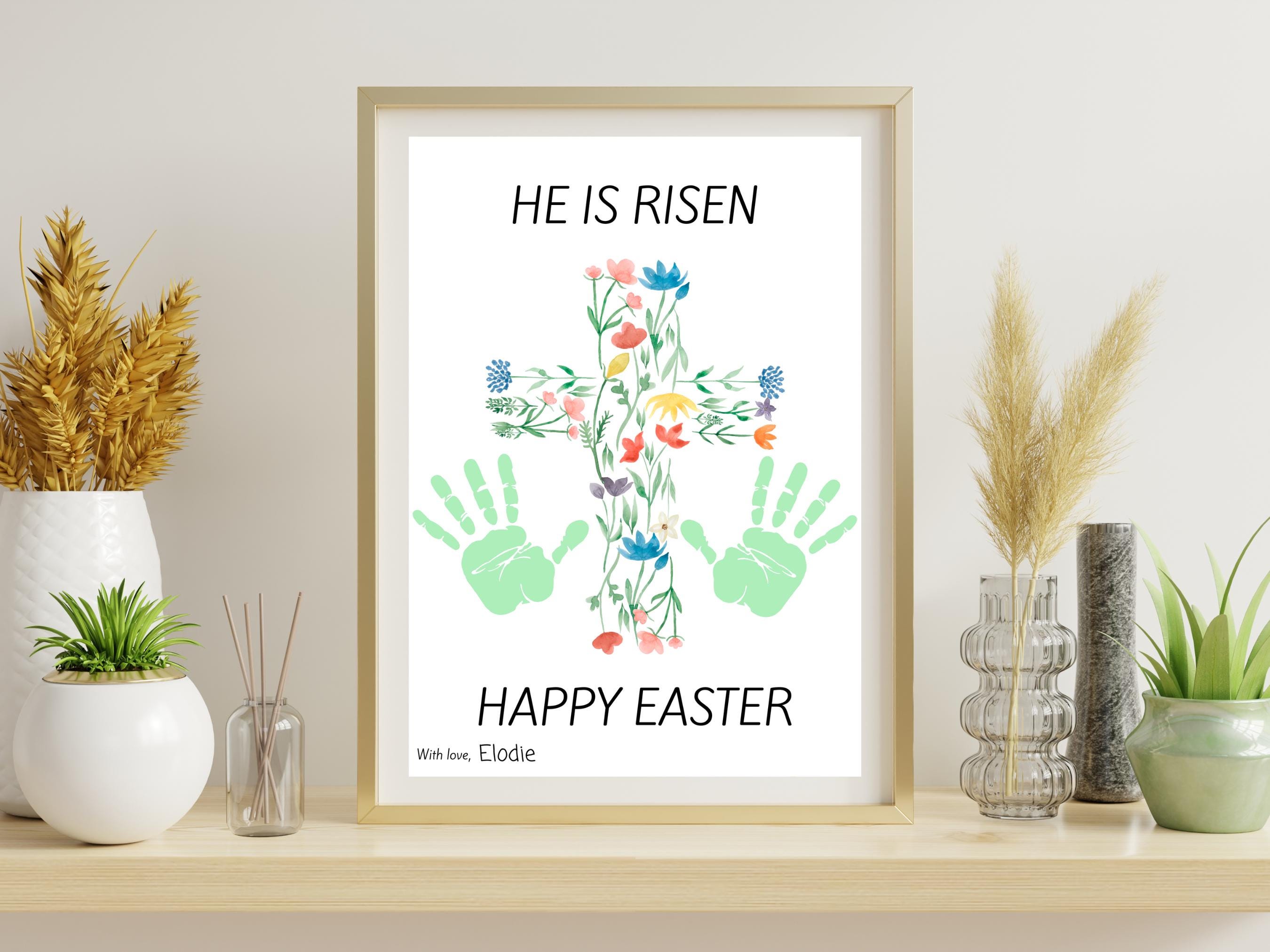 PRINTABLE Easter Handprint Art Craft for Kids, He is Risen Keepsake Art ...
