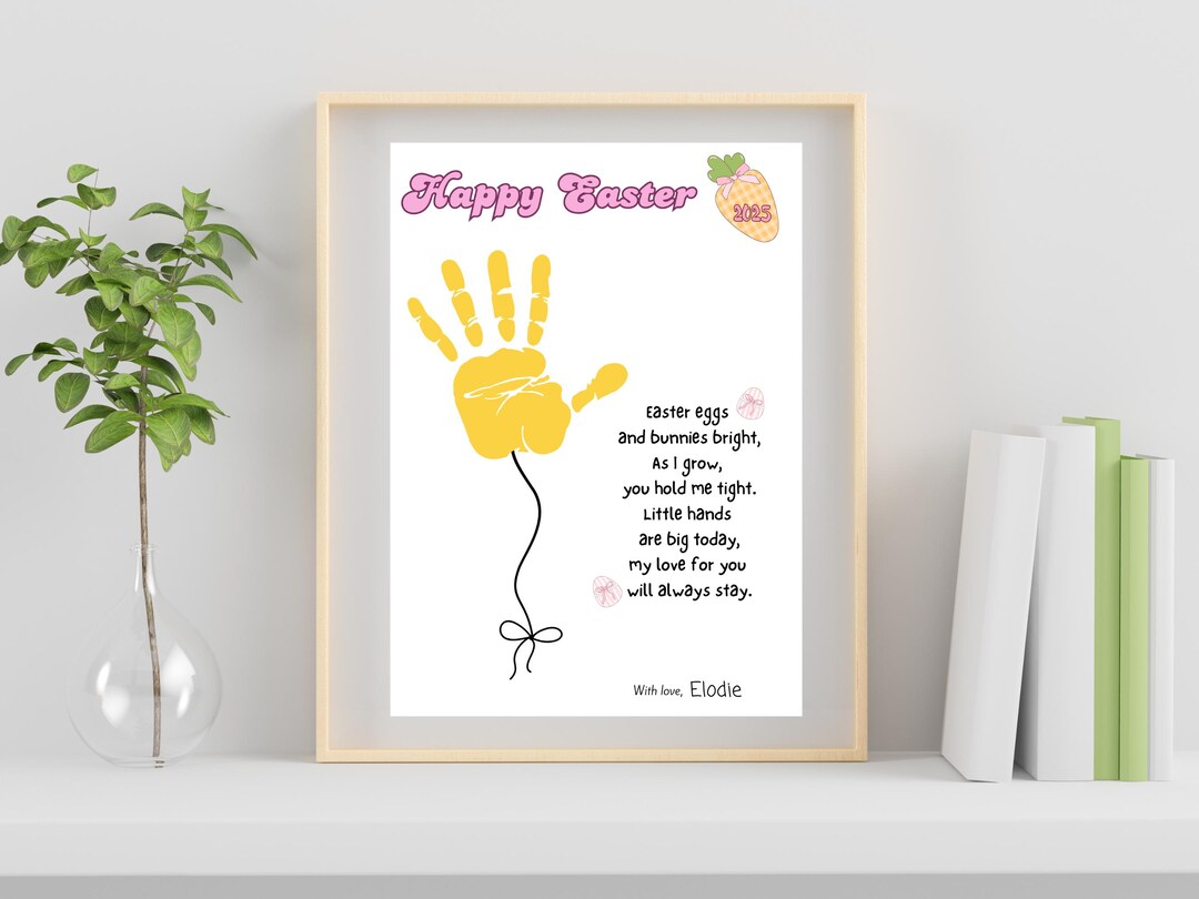 Easter Handprint Art, Printable Handprint Easter DIY Craft, Baby ...
