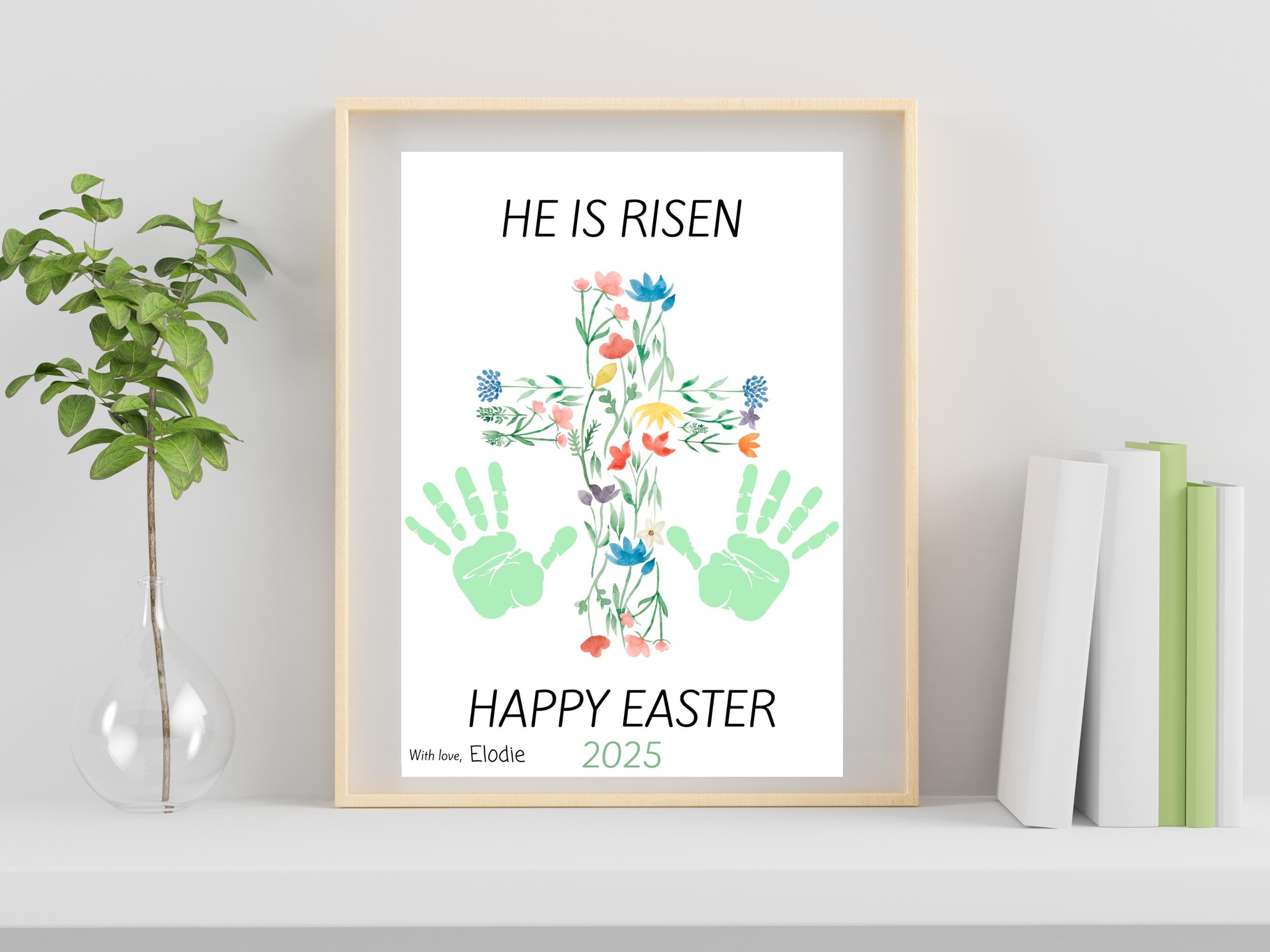 PRINTABLE Easter Handprint Art Craft for Kids, He is Risen Keepsake Art ...