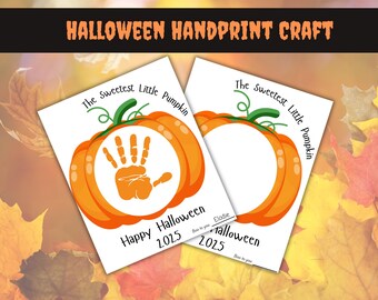 2025 Halloween Pumpkin Handprint Footprint Toddler Baby Printable Art ...