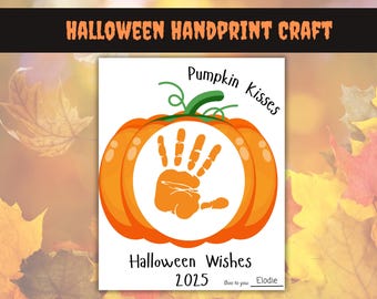 2025 Halloween Pumpkin Handprint Footprint Toddler Baby Printable Art ...