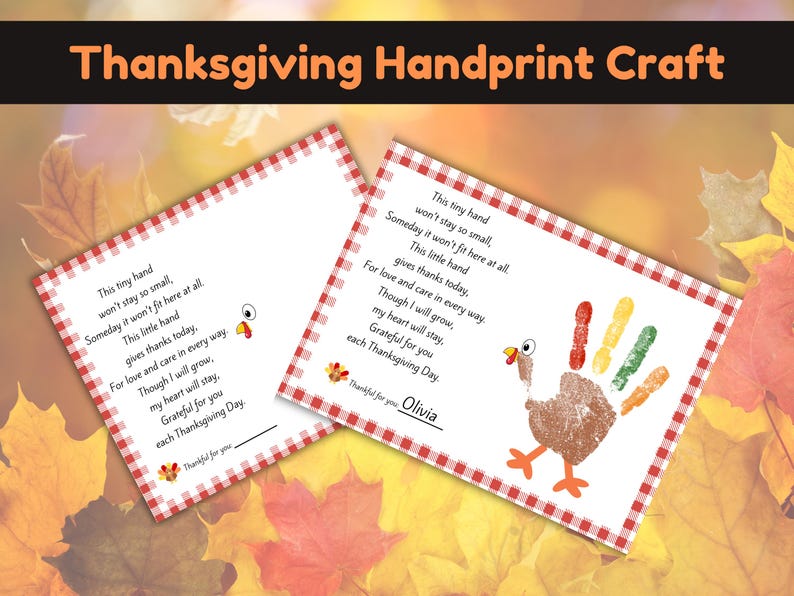 Thanksgiving Handprint Placemat, Thanksgiving Craft for Kids, Turkey ...