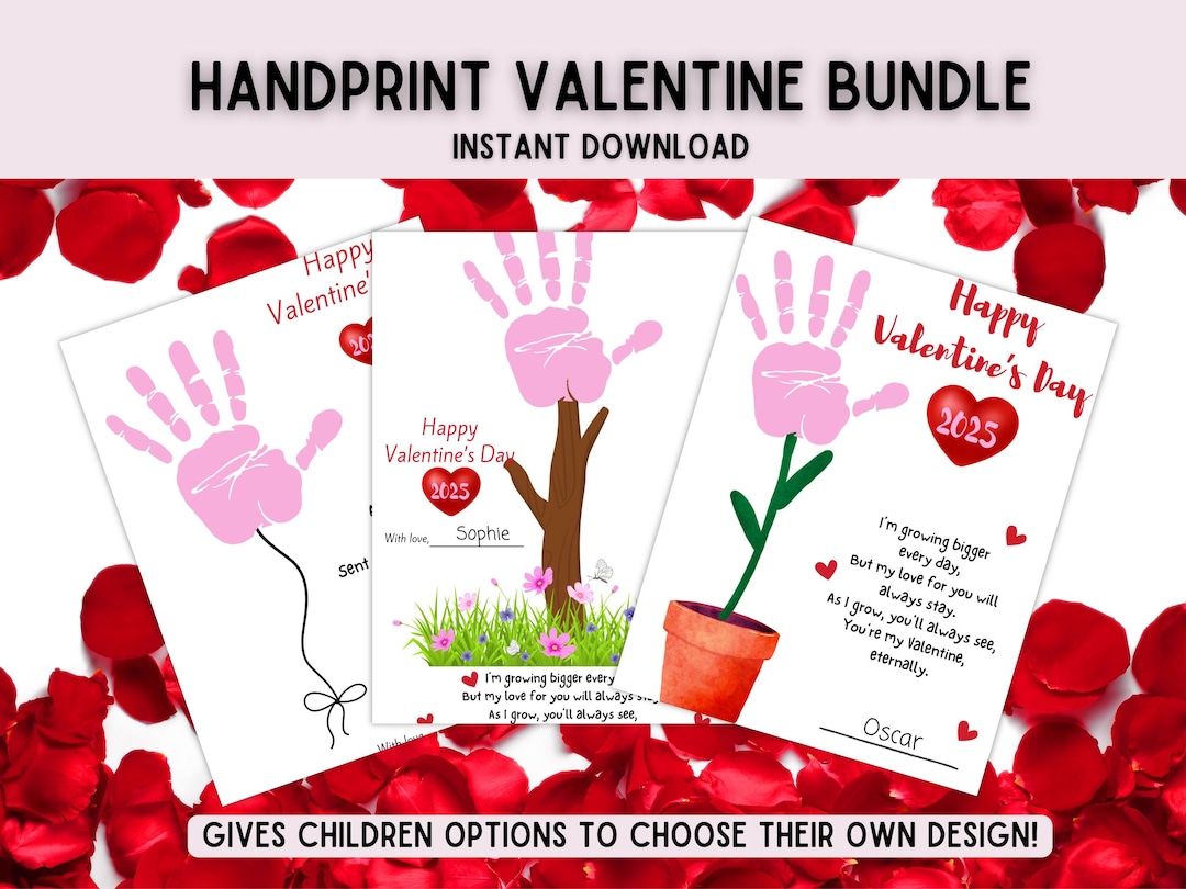 BUNDLE Valentine Handprint Craft for Kids | DIY Kids Fun Valentines Day ...