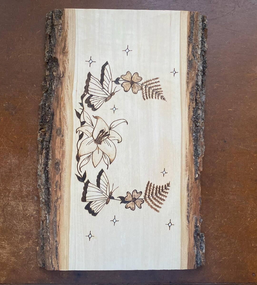 Crescent Moon Pyrography Art- Handmade - Etsy