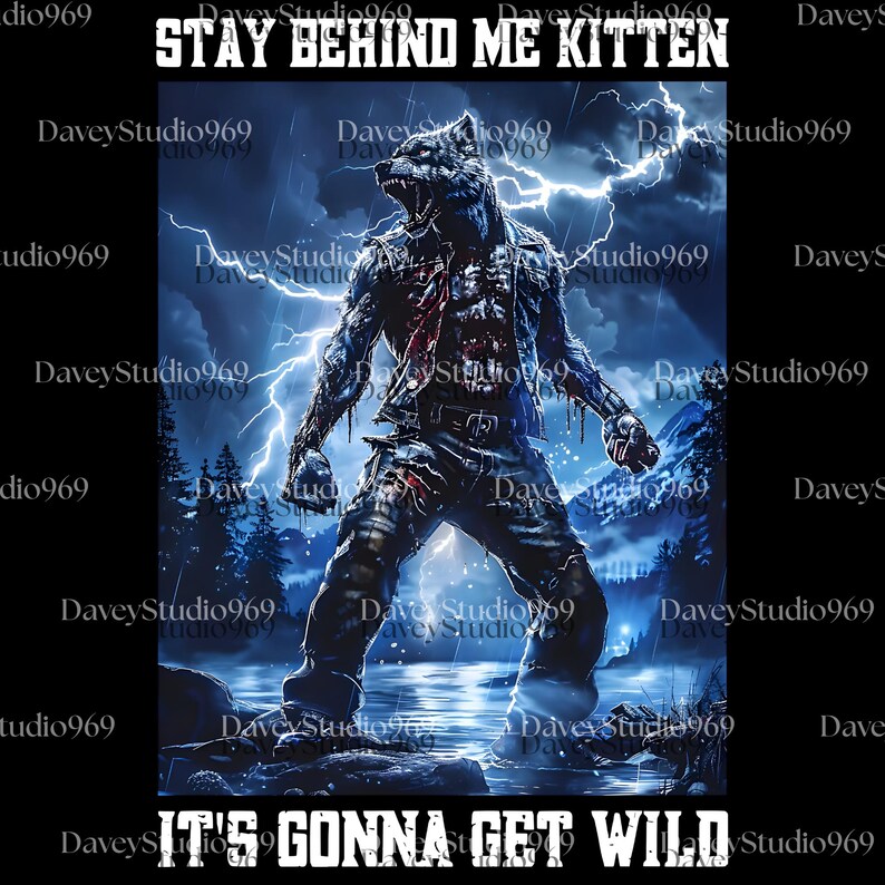 Stay Behind Me Kitten Werewolf Digital Design, Crying Alpha Wolf PNG ...