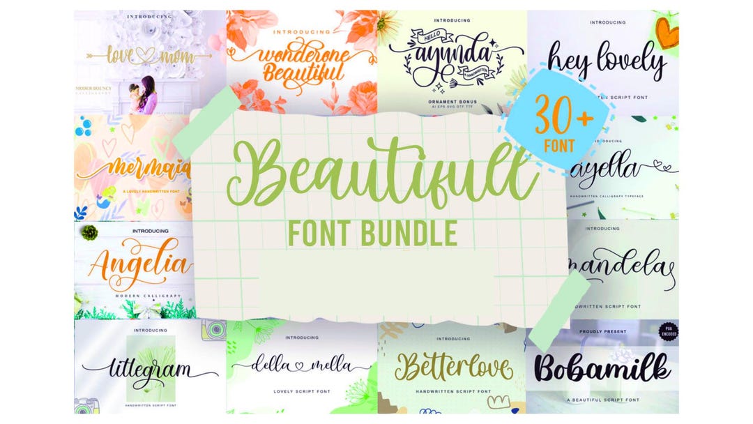Beautifull Font Bundle, Beautiful Font, Script Font, Elegant Font ...
