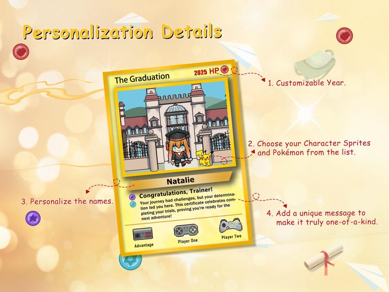Hand-painted Pokemon Graduation Cards, Custom Graduation Gifts for ...