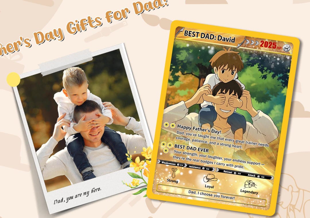 Custom Father's Day Pokemon Card – Personalized Gamer Dad Gift, Pokémon ...