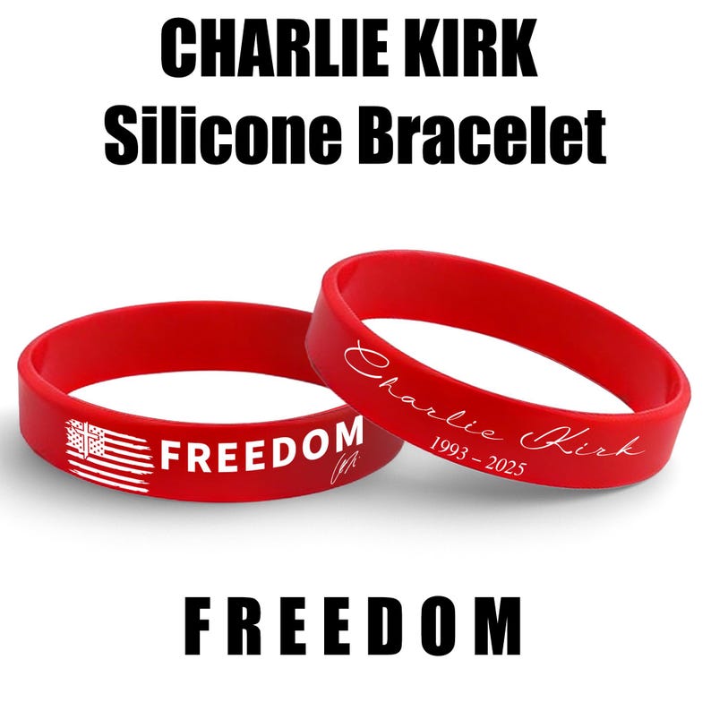 Charlie Kirk Freedom Silicone Wristband, Laser Engraved Patriotic ...