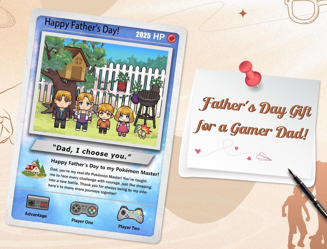 Personalized Hand-painted Father's Day Pokemon Card, Father's Day Gift ...