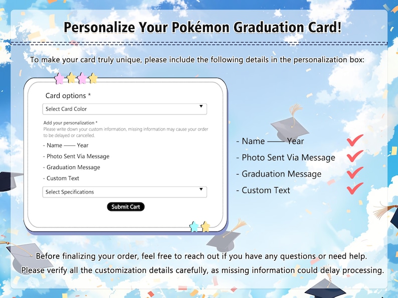 Custom Pokemon Graduation Trainer Card, Personalized Photo Anime Game ...