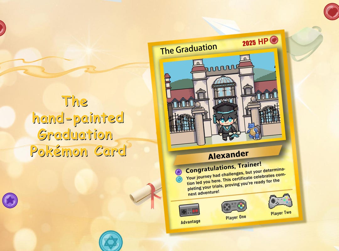 Hand-painted Pokemon Graduation Cards, Custom Graduation Gifts for ...