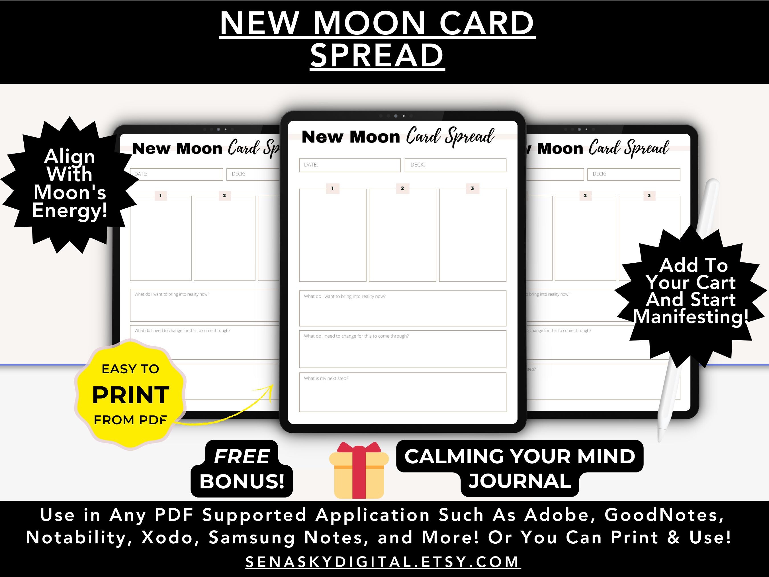 Moon Planner Journal, Lunar Cycle Chart Manifestation, Moon Phases ...