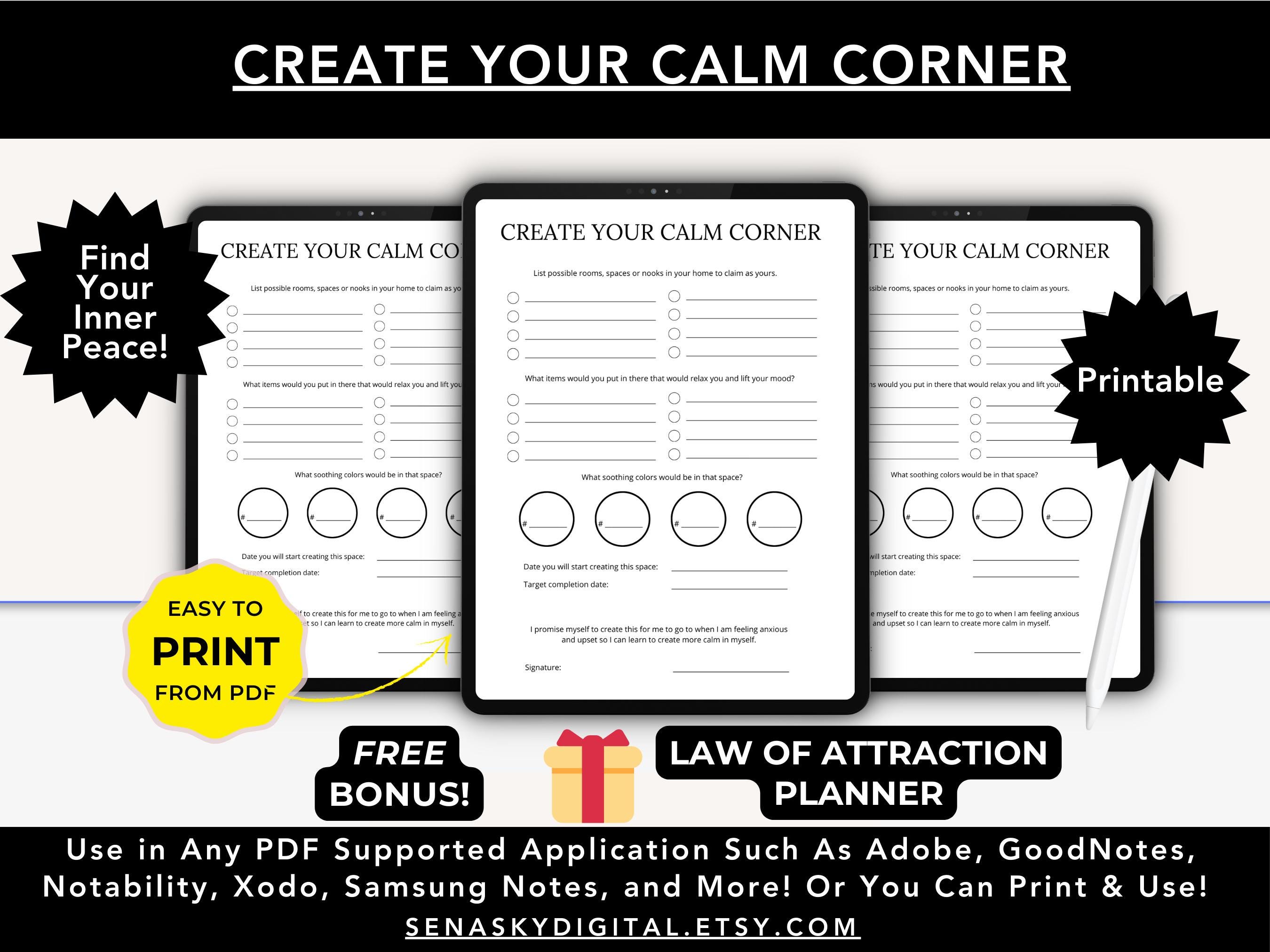 Calm Mind Journal, Printable PDF for Relaxation, Mindfulness, Anxiety ...